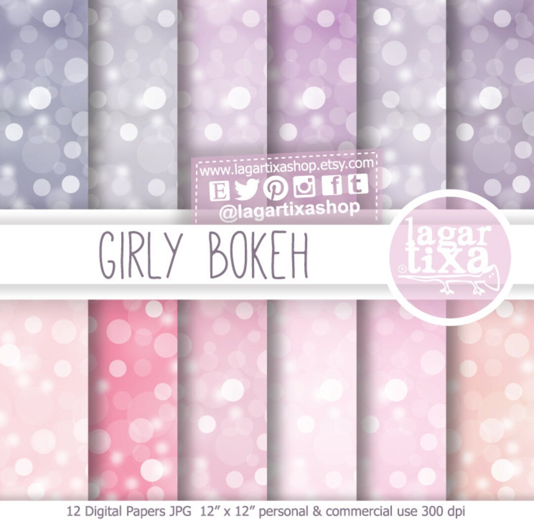 Bokeh Digital Paper, Pink, Pale Pink, Pale Purple, Violet, Lilav ...