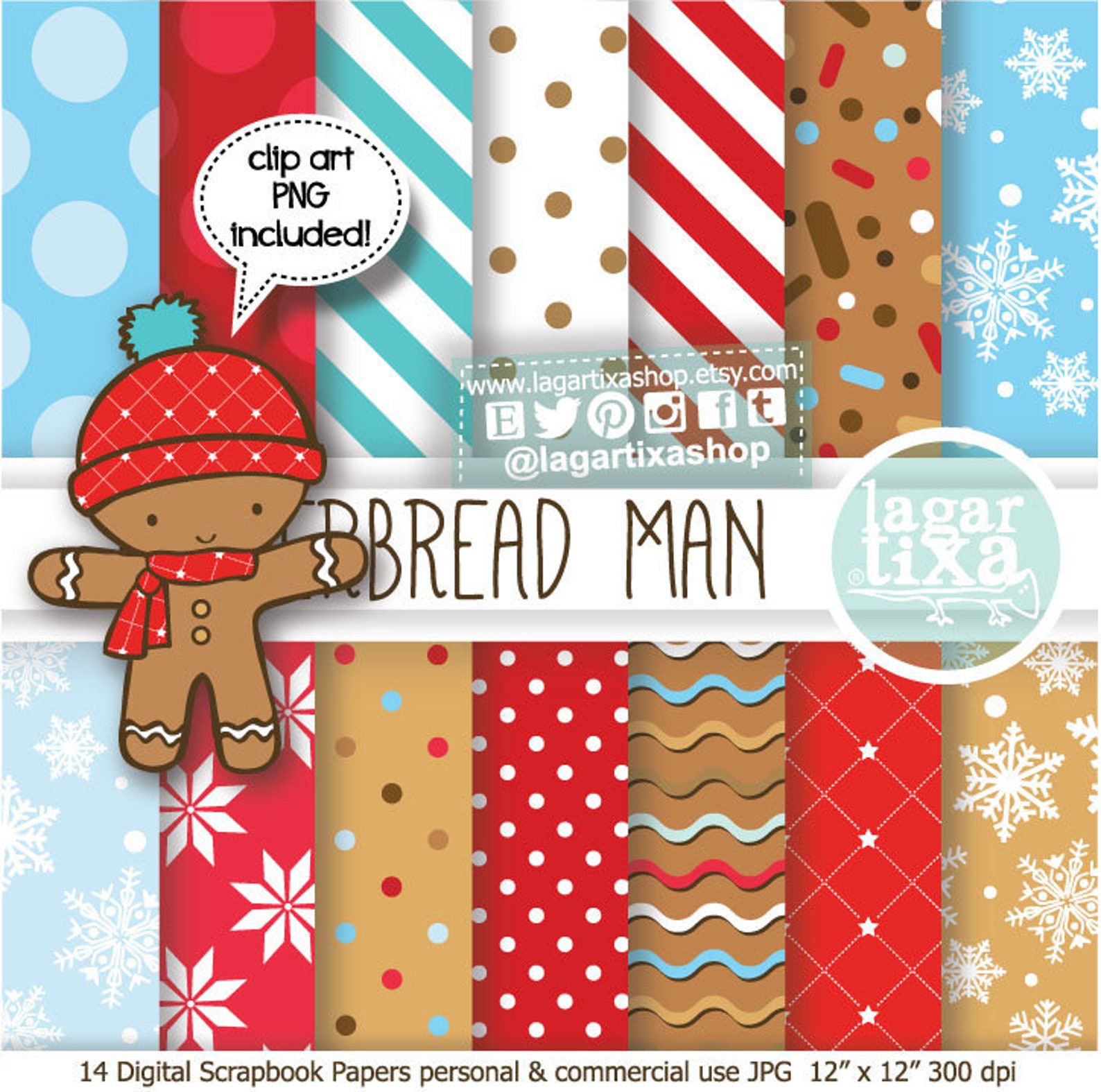 Christmas Gingerbread Man Png Digital Paper Clipart Cookies for ...