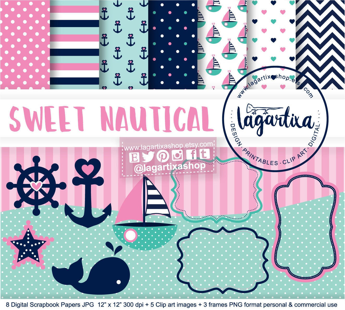 Paper, Party & Kids Nautical Patterns Printable Papers Nautical ...