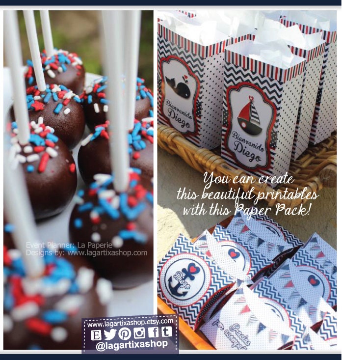 Digital Paper Navy Nautical Red Marine Girly Background Blue - Etsy