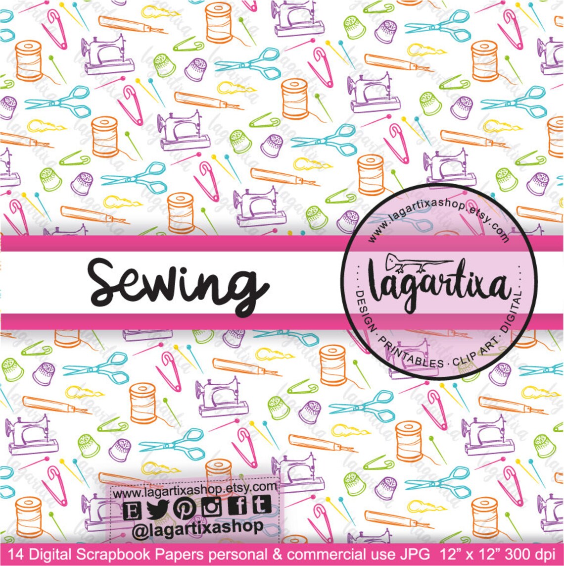 Sewing Digital Paper Fashion Designer Patterns Backgrounds - Etsy