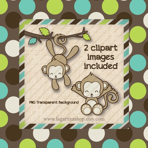Monkey Digital Paper and Clipart for Create Party Printables - Etsy