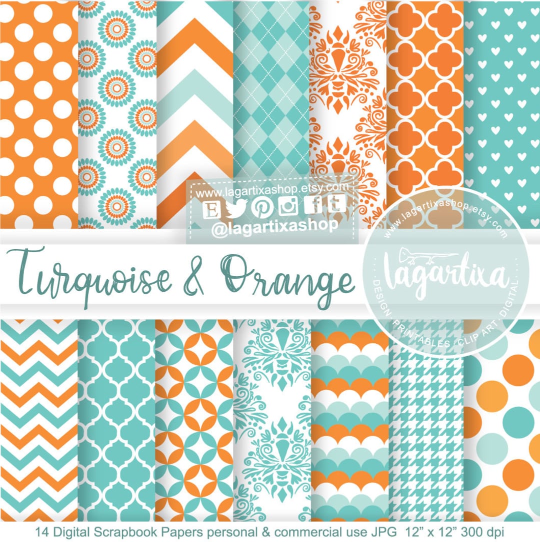 Mint And Coral Chevron Wallpaper