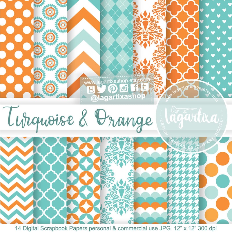 Coral Aqua Chevron - Etsy