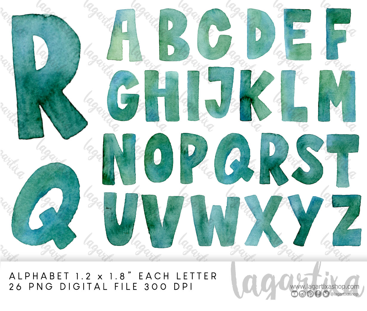 Patricks Day Hand Painted Bold Letters Watercolor Green | Etsy