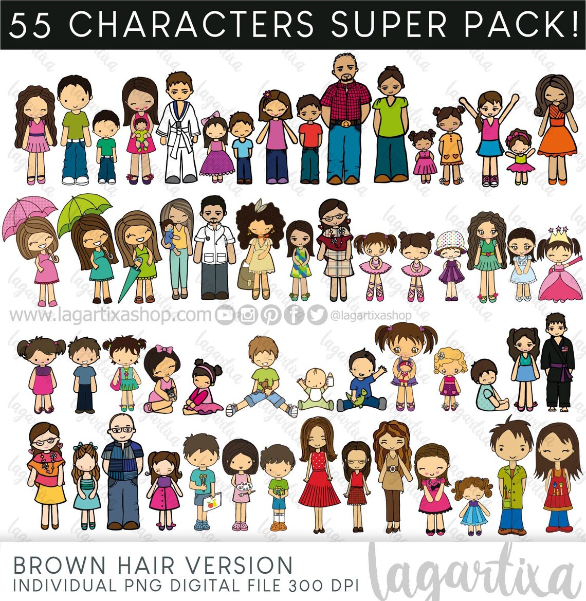 Characters Doodles Super Bundle Pack Little Kids Brothers - Etsy