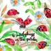 Ladybug in Green Plants Real Watercolor, Flying, Spring Bugs, Easter ...
