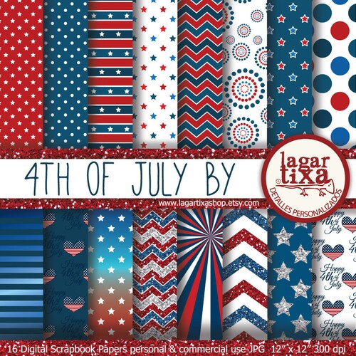 Independence Day Digital Paper: Patriotic America Fourth of - Etsy