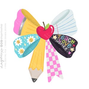 Teacher Coquette Bow Teach Love Inspire Appreciation | School Supplies ...