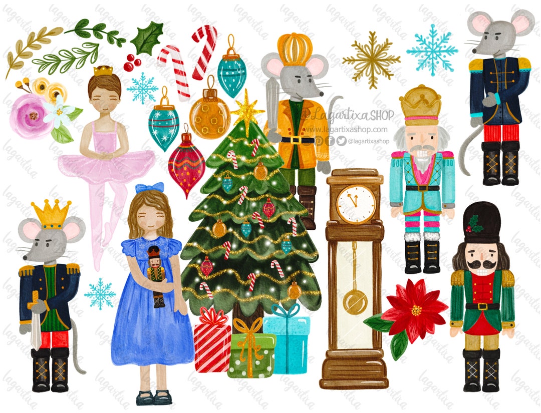 Nutcracker Christmas Tree Clock Candy Cane Ballet Girl Mouse King PNG ...