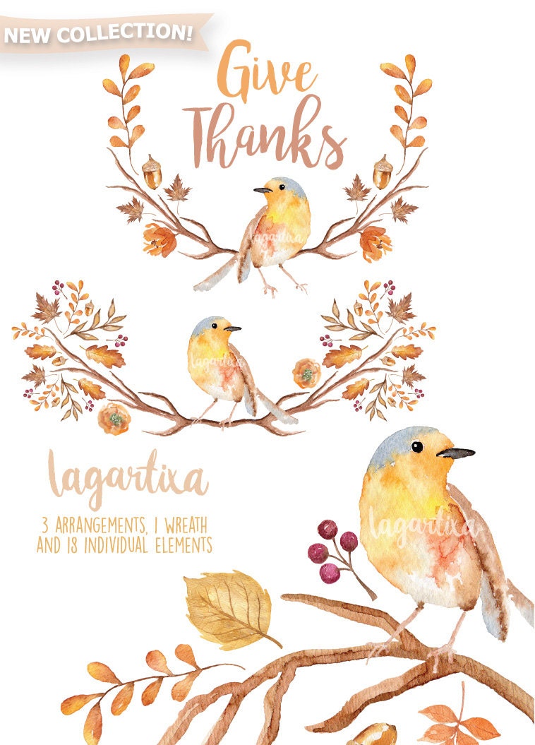 Autumn Leaves watercolor hand painted clip art Fall Colors | Etsy