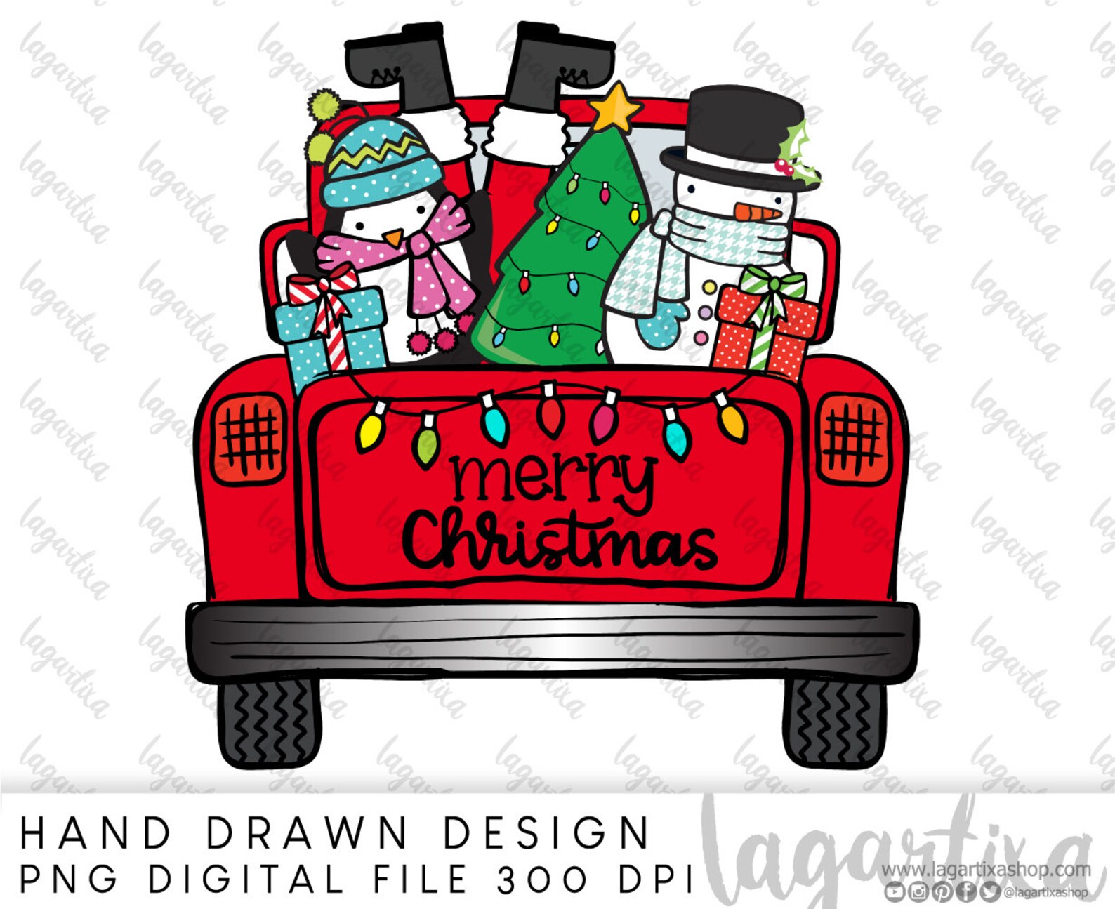 Sublimation Images for Christmas Red Vintage Truck Santa - Etsy