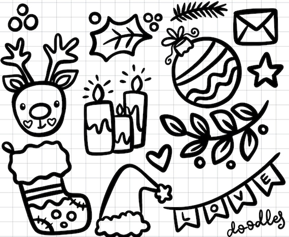 Christmas Doodles Hand Drawn Design CUT Files Digital Files - Etsy