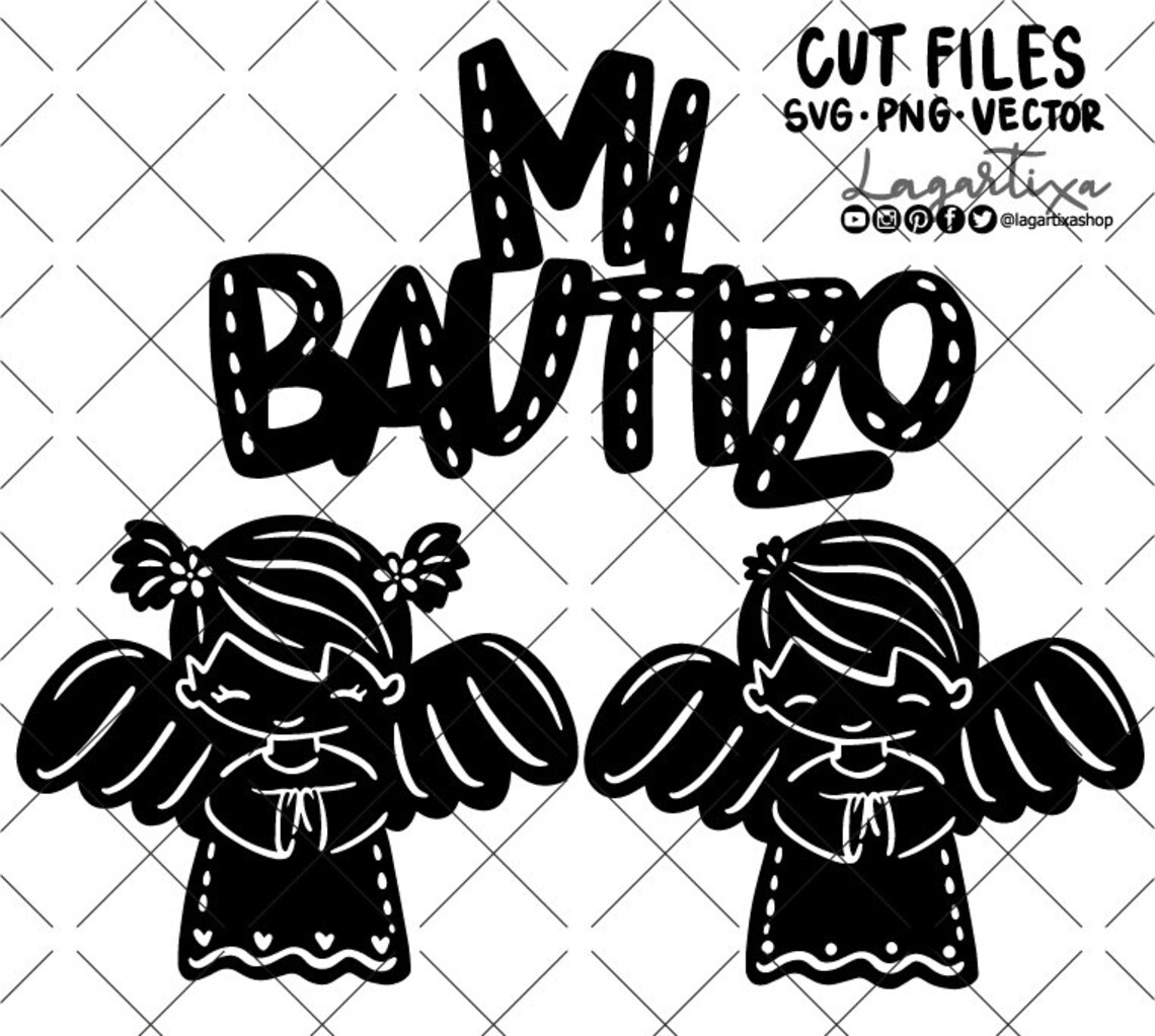 Baptism Angels Cut Files SVG Vector Boy Girl My Baptism Stencil Cake ...
