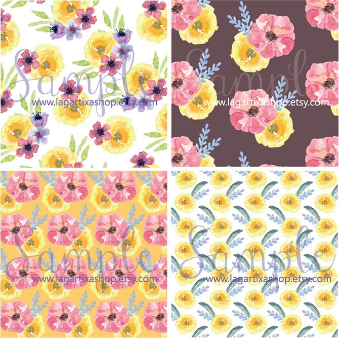 Watercolor Digital Paper Florals Wedding Flowers Patterns - Etsy
