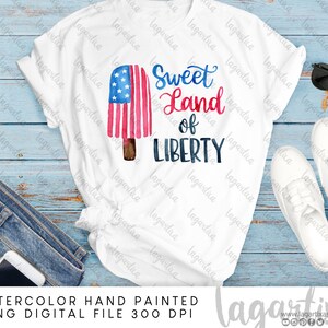 Patriotic Summer Popsicles Art Sweet Land Liberty Watercolor American ...