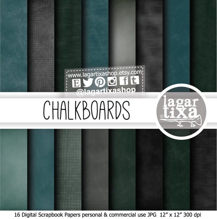 Chalkboard Digital Paper for Overlays Schoolboard Papers Green, Black ...