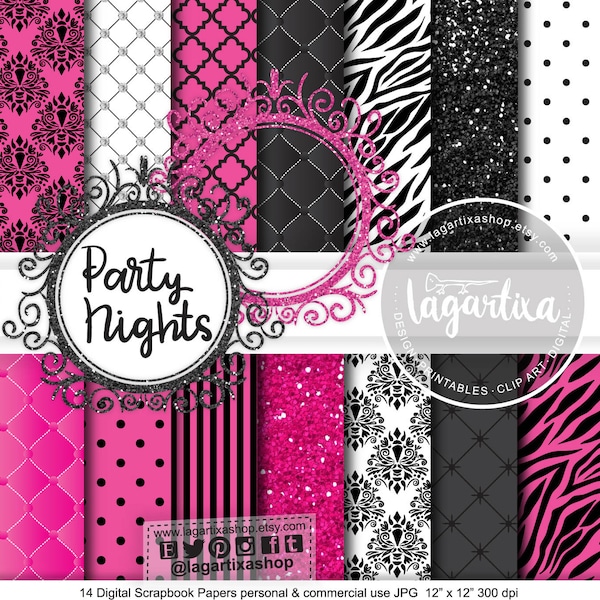 Pink Black Damask - Etsy