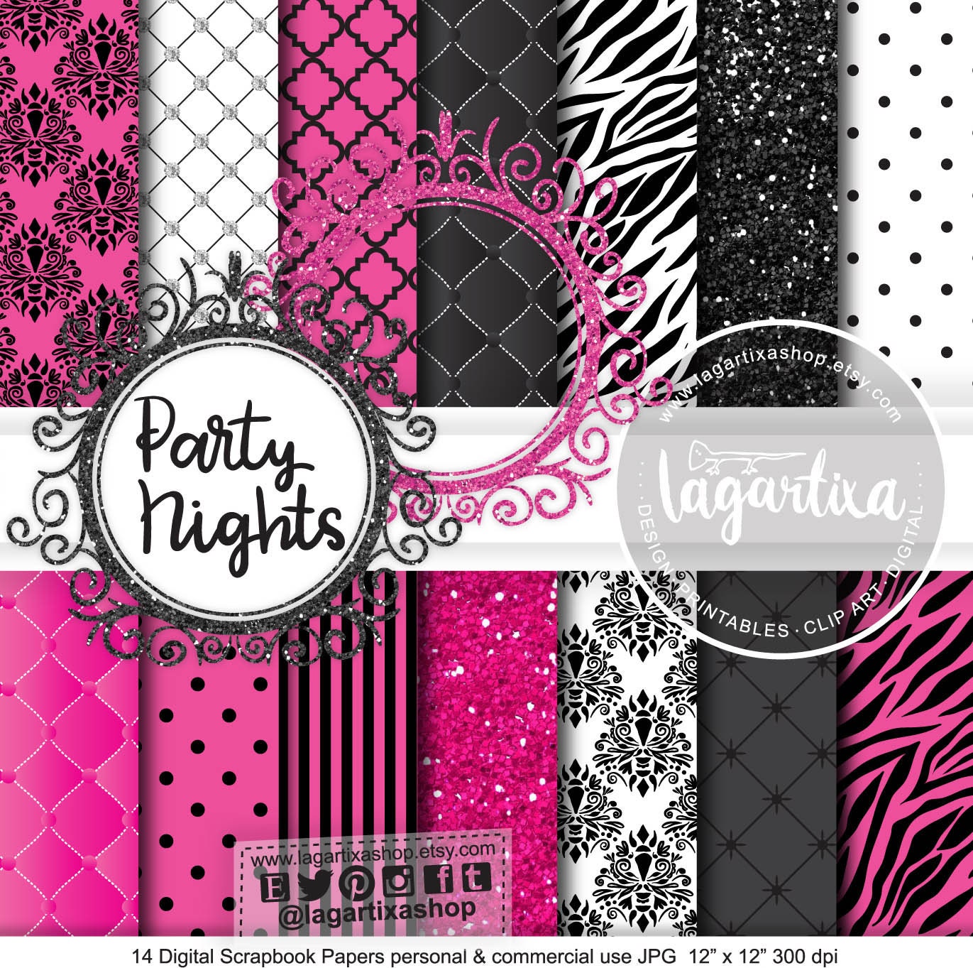 Rosa Fiusha y Negro encaje damask puntos lineas zebra - Etsy México
