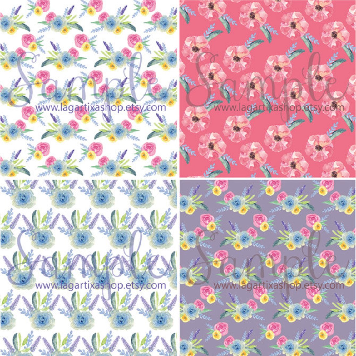 Watercolor Digital Paper Florals Wedding Flowers Patterns - Etsy