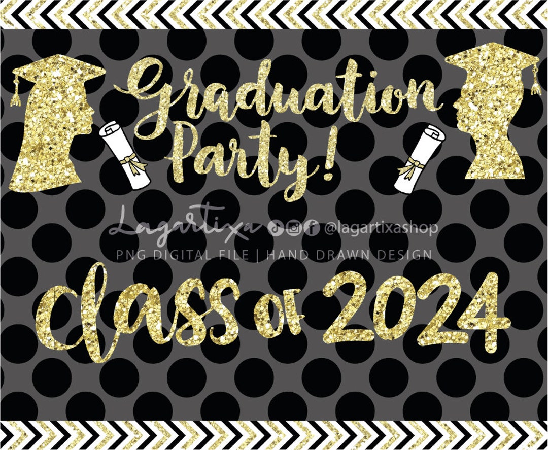 Graduation 2021 Black and Gold Glitter Lettering, Frames for ...