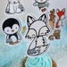 Winter Christmas Cute Animal Red and White Fox, Polar Bear, Owl ...