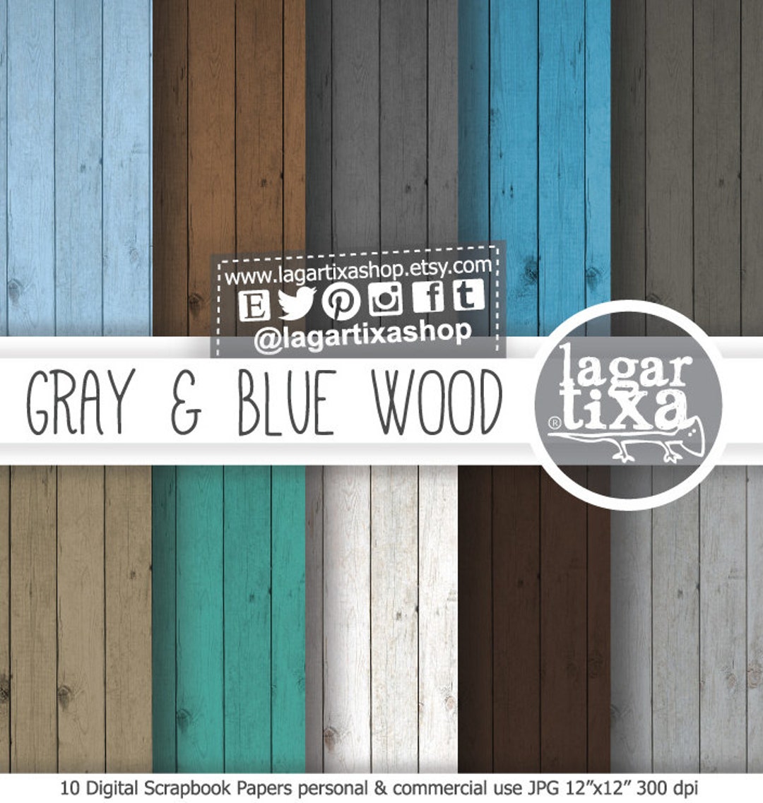 Wood Digital Paper Gray, White Blue Aqua Brown Beige Background ...
