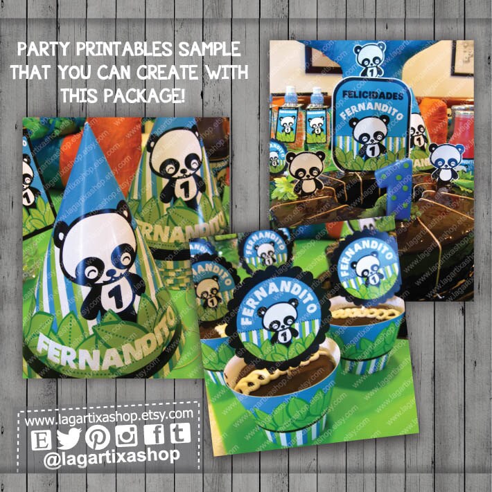 Panda Boy Bear, Digital Paper, Patterns, Clipart Images Included, Gray ...