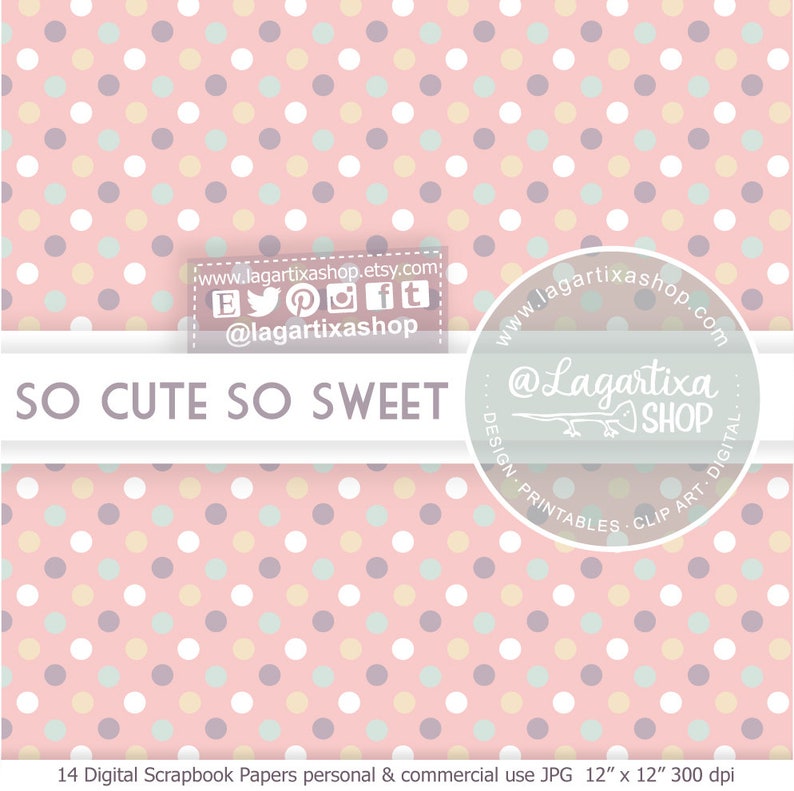 Mint Pink Purple Patterns Digital Paper Cute Colors Pastel Violet Polka ...