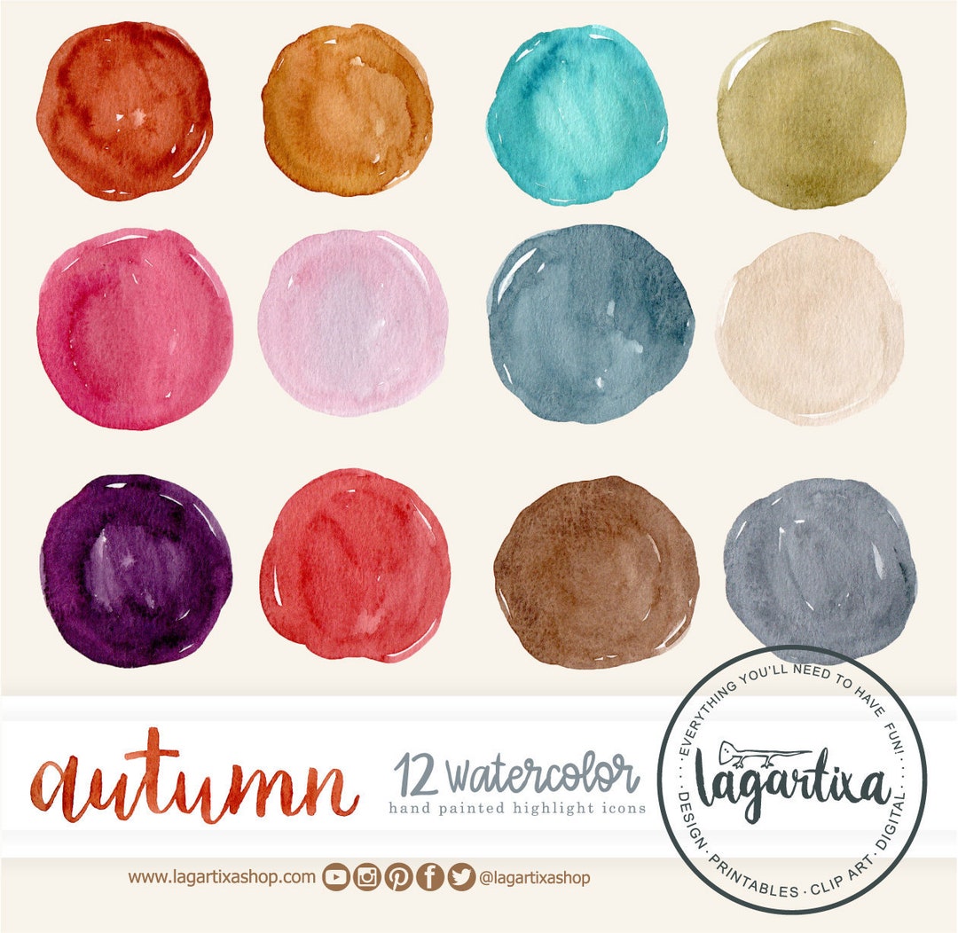 Abstract Buttons Autumn Fall Watercolor Story Highlight Icons, Social ...