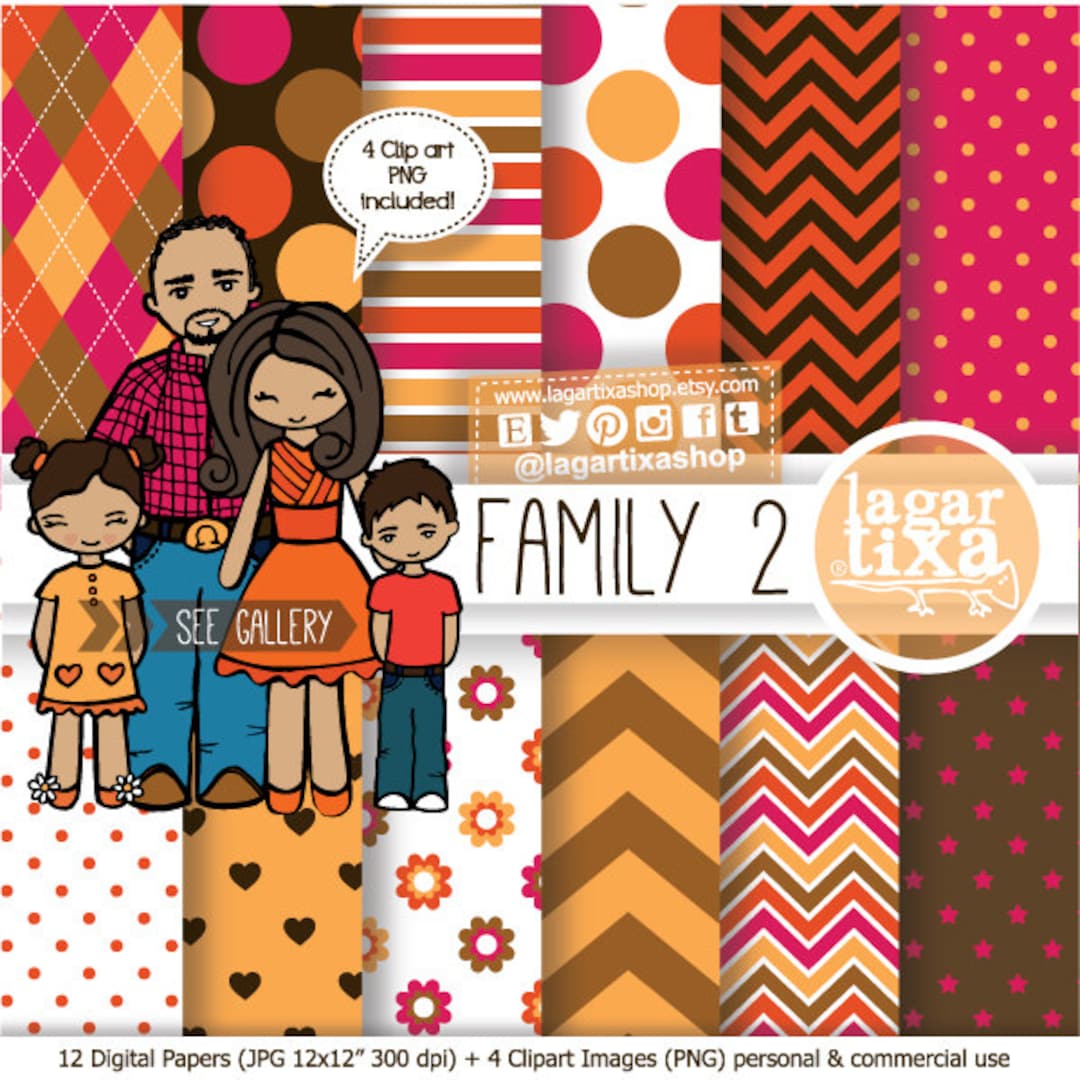 Family Clipart Set, PNG, Family Characters, Mom, Dad, Kids, Childrens ...