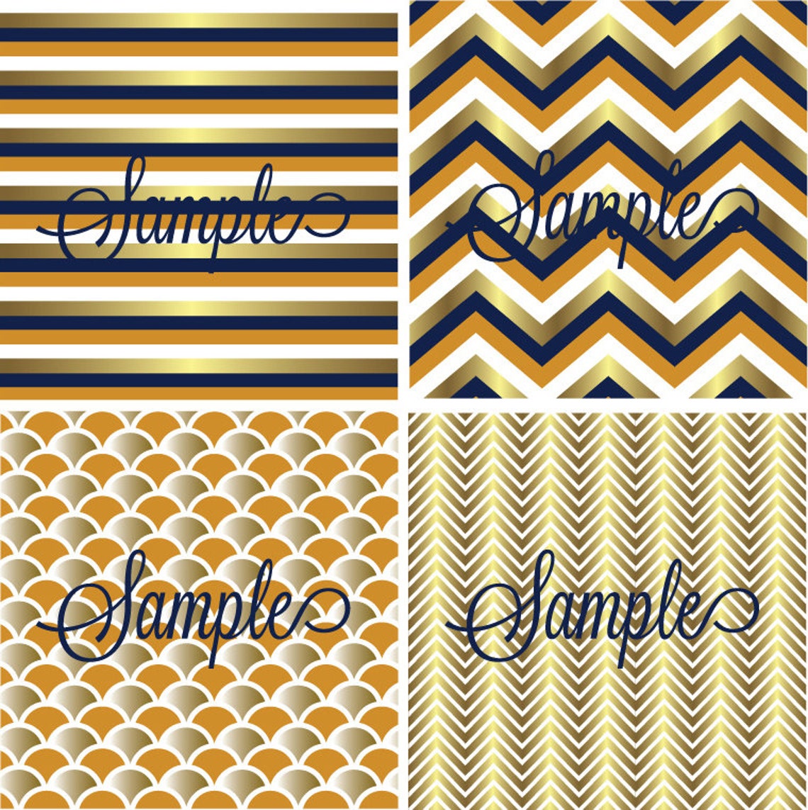 Nautical Navy Mustard and Gold Marine Digital Papel Background Blue ...