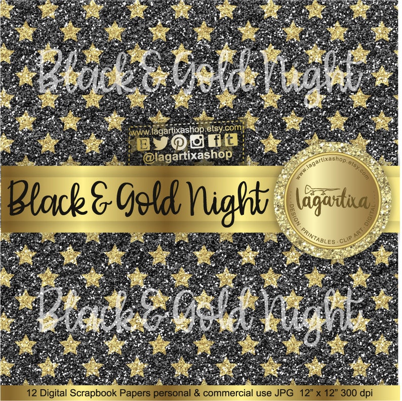 Gold Black New Year's Eve Digital Paper Blog Background - Etsy