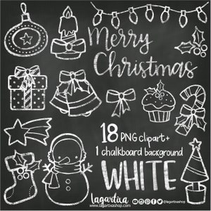 Christmas Chalkboard Color Chalk Clipart Snowman Boot Star Christmas ...