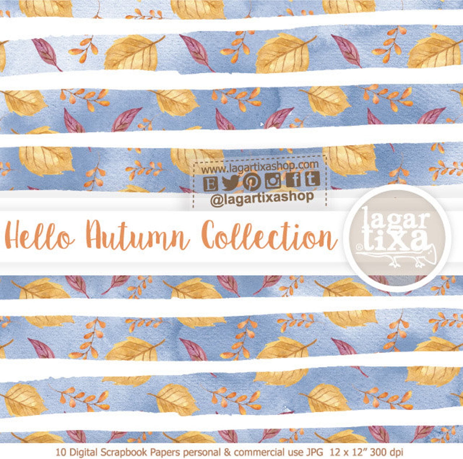 Autumn Fall Watercolor Leaves Hand Painted Digital Papers - Etsy
