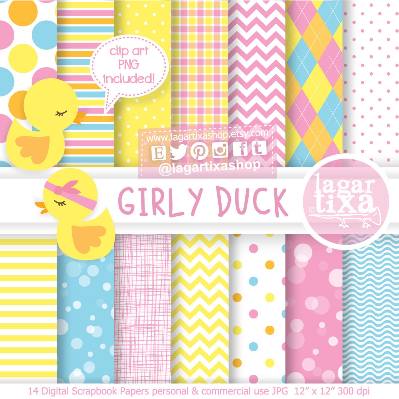 Baby Girl Little Duck Digital Paper Easter Patterns Spring - Etsy