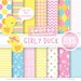 Baby Girl Little Duck Digital Paper, Easter Patterns, Spring Elements ...