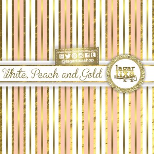 Gold Pale Pink, Peach, Vintage Rose, Digital Paper Background Chevron ...