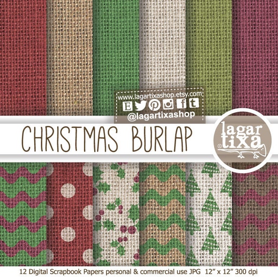 Christmas Burlap Rustic Texture Digital Paper Three Chevron - Etsy
