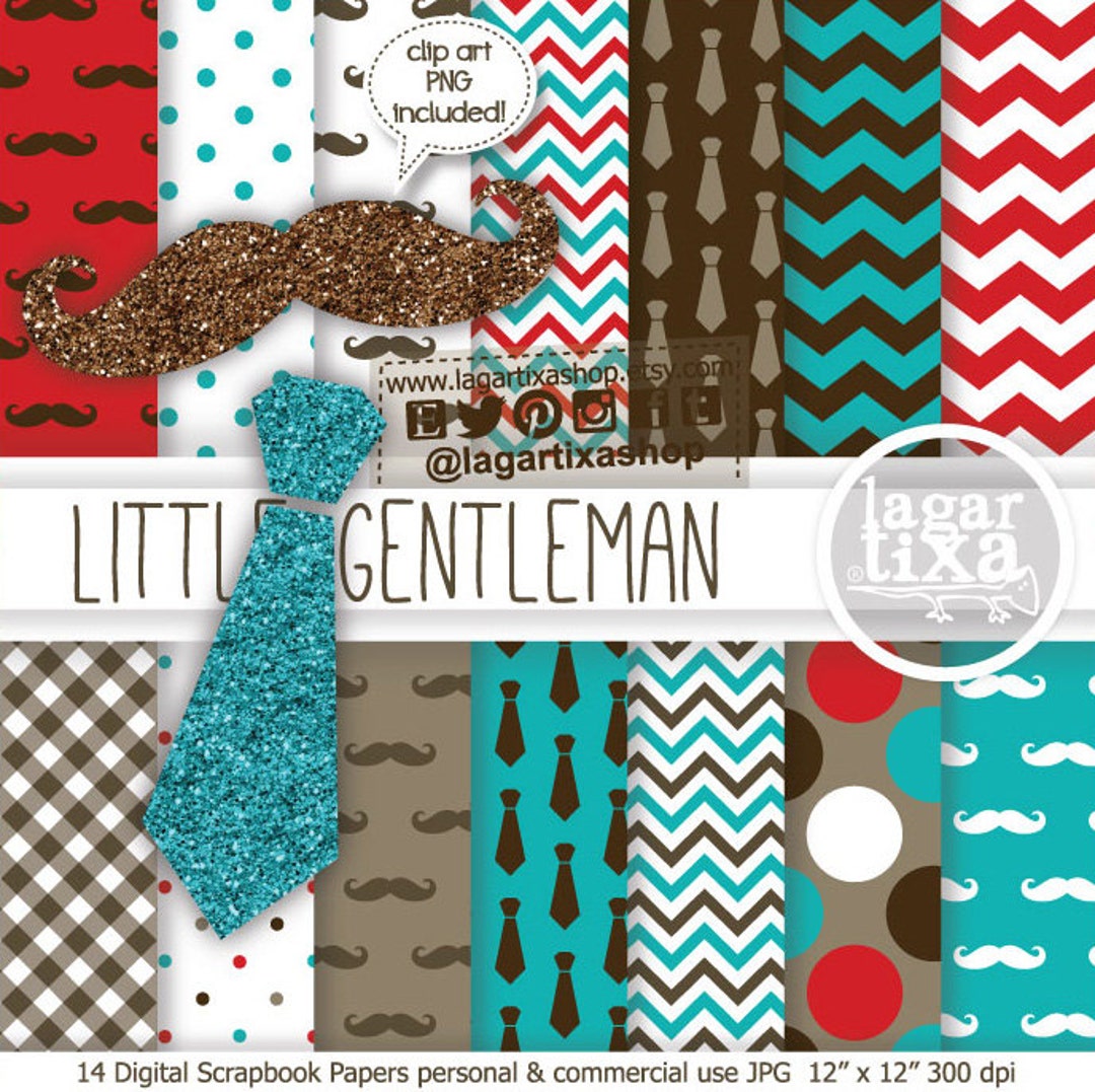 Mustache Tie Father's Day Patterns, Digital Paper Vintage I ...