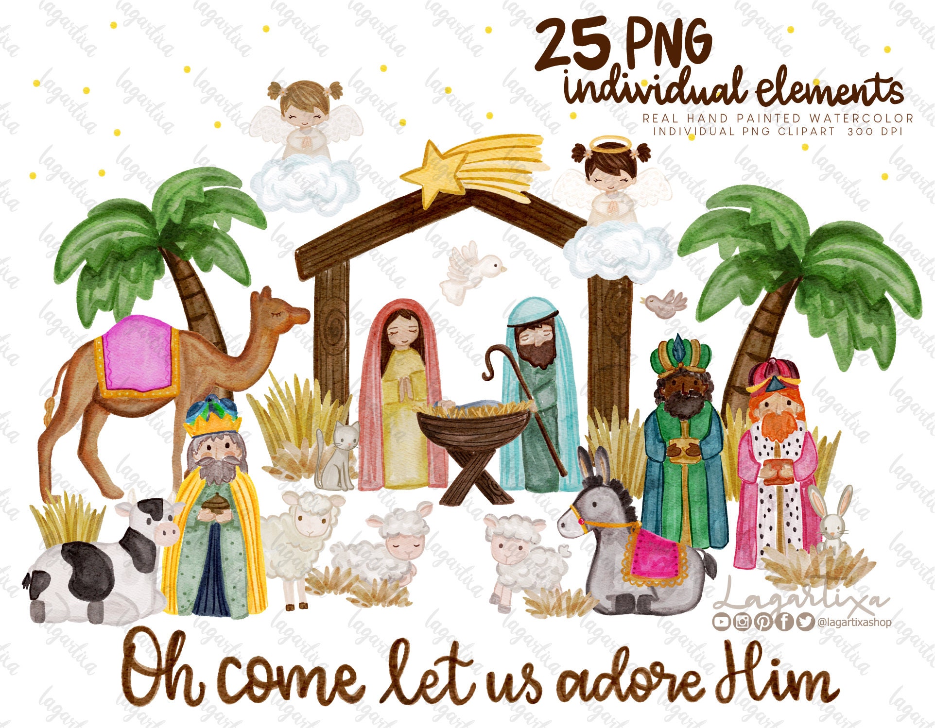 Navidad Acuarela PNG Clipart Pesebre Nacimiento Niño Jesus Navidad Jose ...