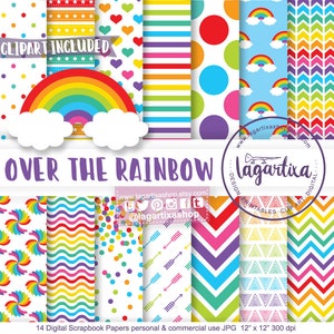Over the Rainbow Patterns Digital Paper Pride Month Colours - Etsy