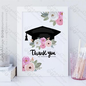 Floral Graduation Hat | Watercolor Florals Design | Gold Glitter ...