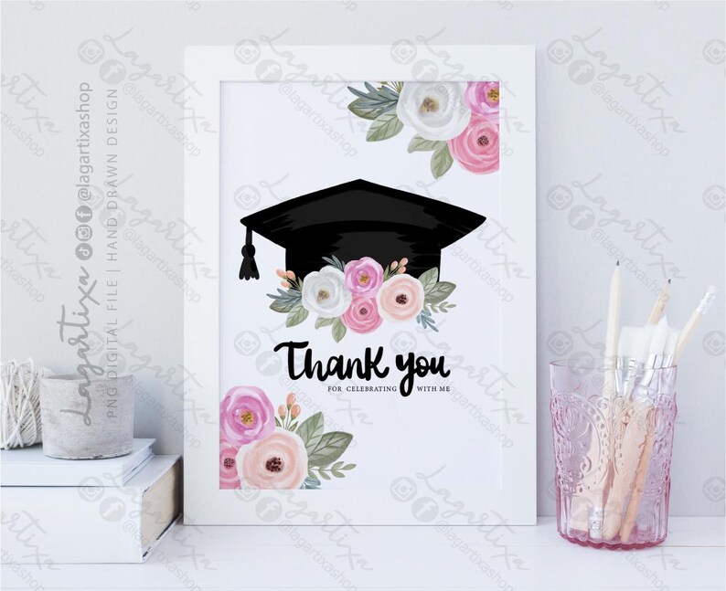 Floral Graduation Hat | Watercolor Florals Design | Gold Glitter ...