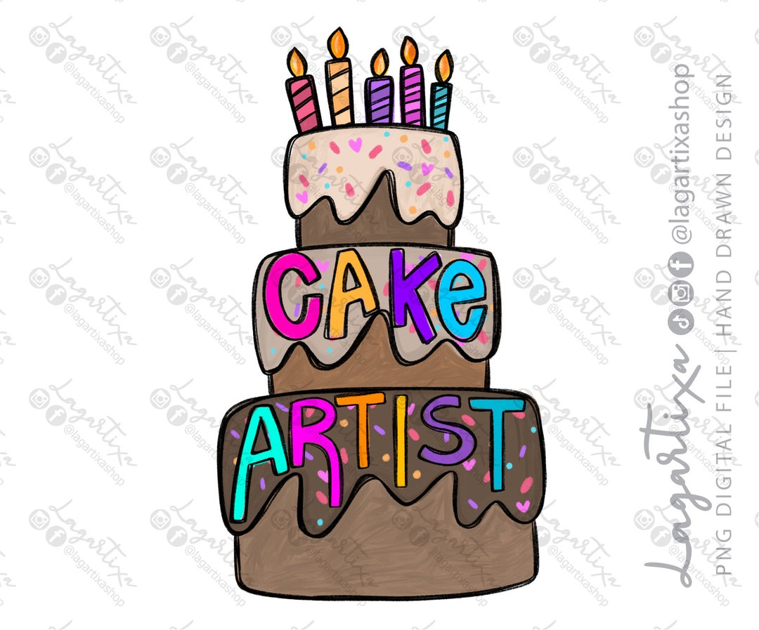 Birthday Cake PNG Design | Hand Drawn Digital Download | Chalk Design ...