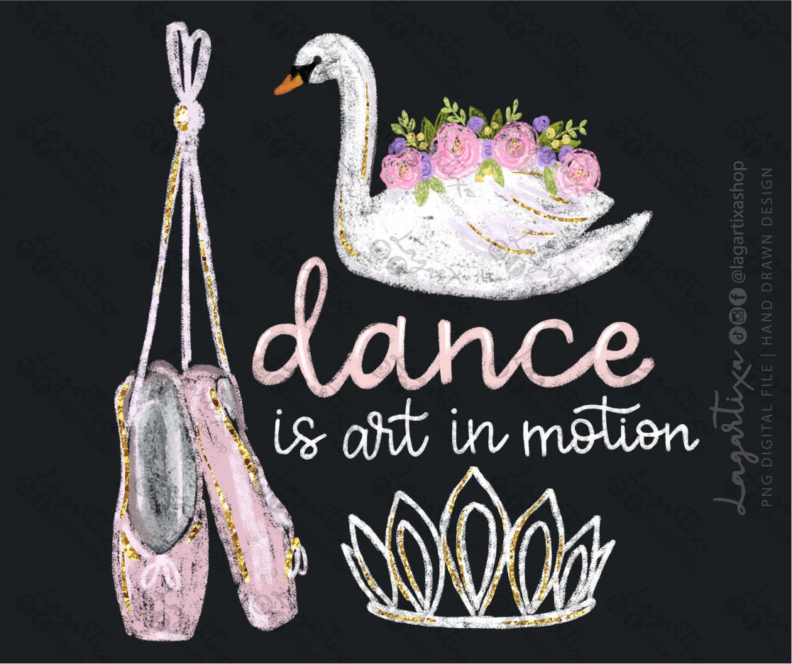 Ballet Digital Design | Chalk Effect | Art Tutu Swan Crown Barre Shoes ...