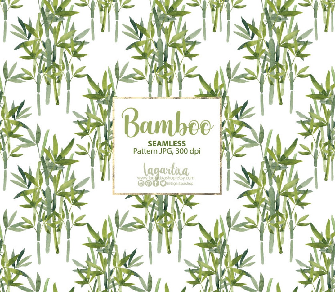 Bamboo Green Seamless Pattern Watercolor Digital Paper, Bakground for ...