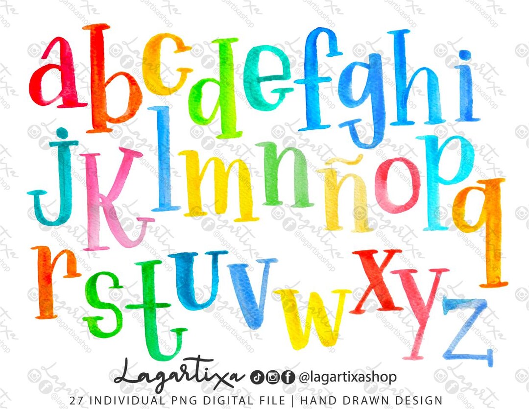 Overlay Rainbow Chalk Alphabet Hand Written Lowercase Clip Art PNG ...
