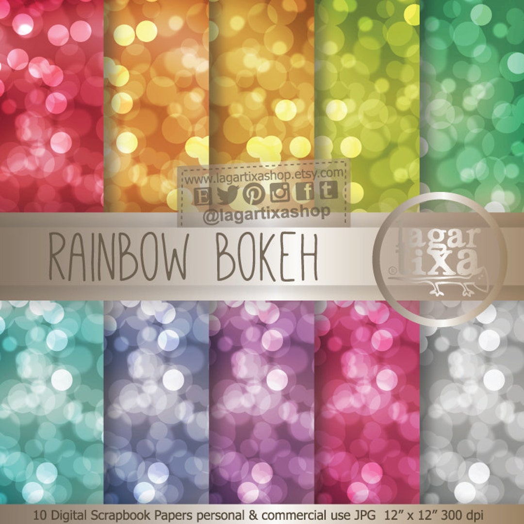 Bokeh Digital Paper Rainbow Patterns Pink Gold Peach Yellow Patterns ...