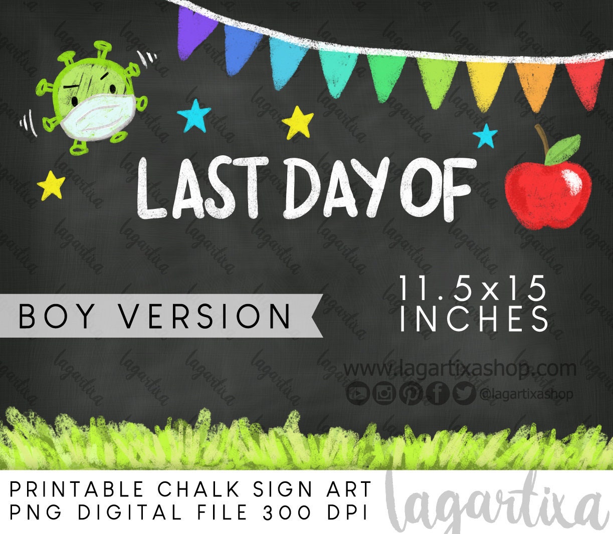 First Day of School Chalk Art Sign Last Day Boy Colors - Etsy Canada